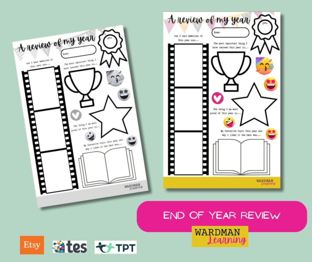 End of Year Review Worksheet Round-up Celebration of Year End - Etsy