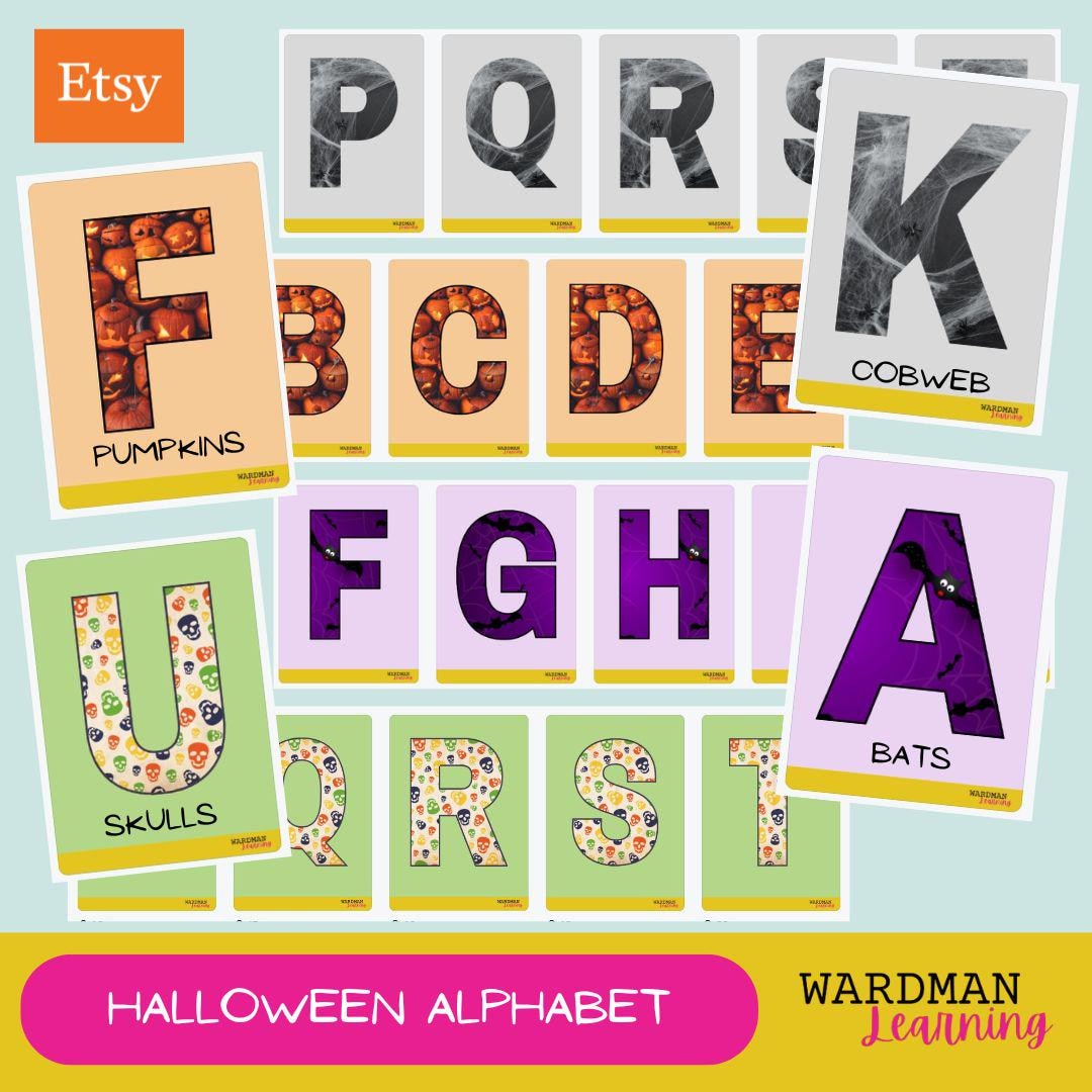 Halloween Themes Alphabet Posters Classroom Resources Display - Etsy