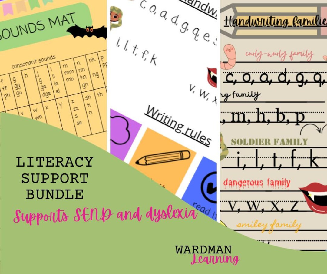 Primary Literacy Support Bundle Handwriting, Phonics Mat, Sentence ...