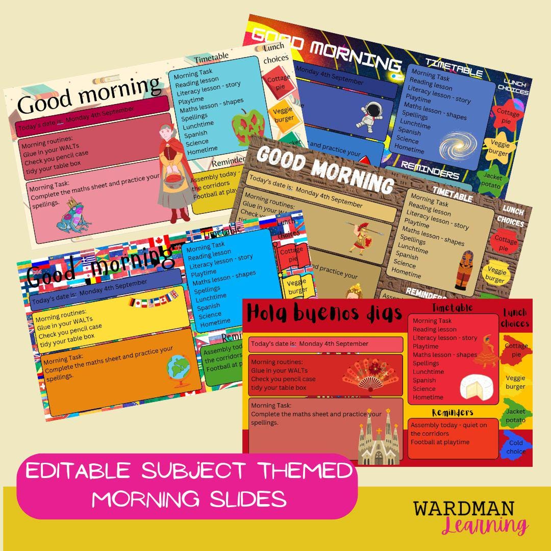 Morning Slides Subject Themed Primary Classroom Resource - Etsy
