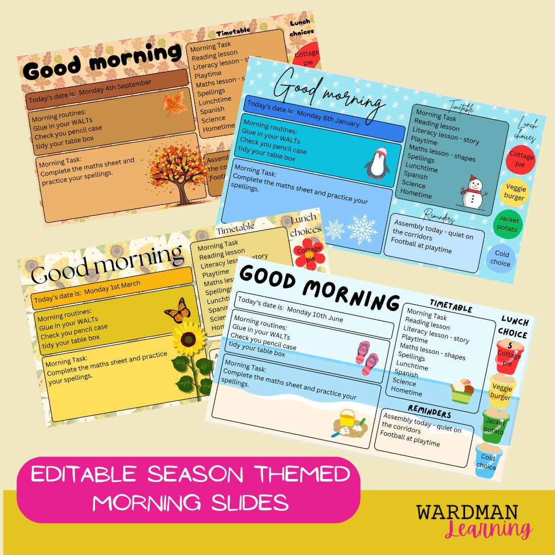 Morning Slides Season Themed Primary Classroom - Etsy