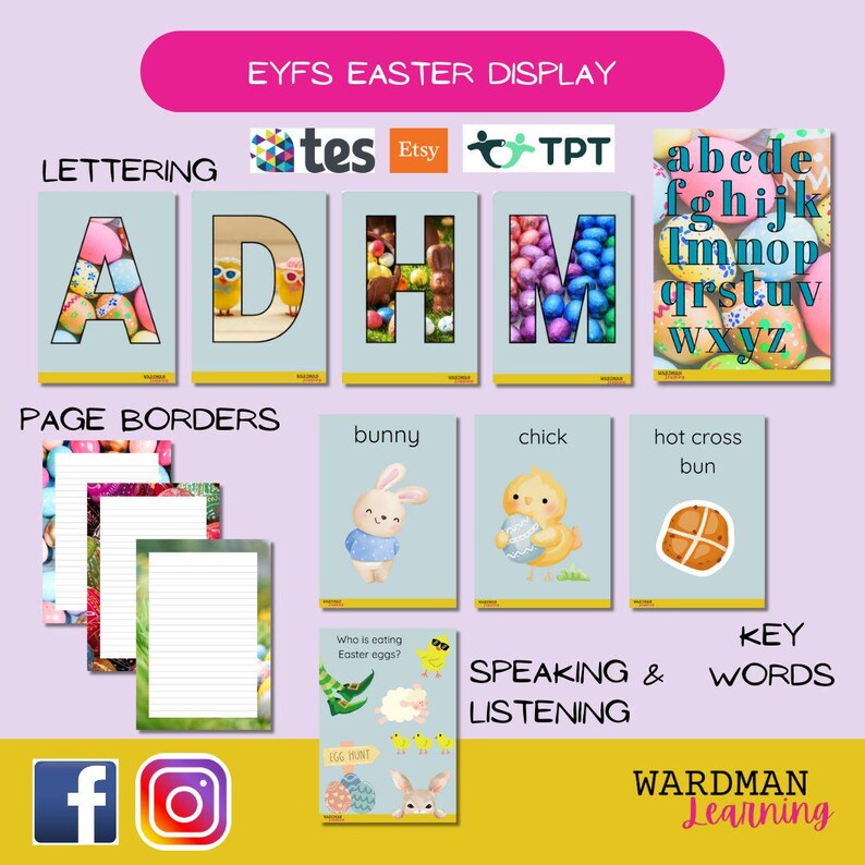 Easter Display Resources Alphabet Page Borders Title - Etsy