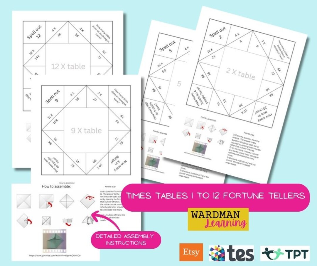 Timetables Fortune Teller Fun Practice Primary Maths SEND Dyscalculia ...