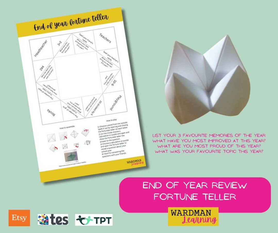 End of Year Review Fortune Teller With Questions to Ask Friends - Etsy