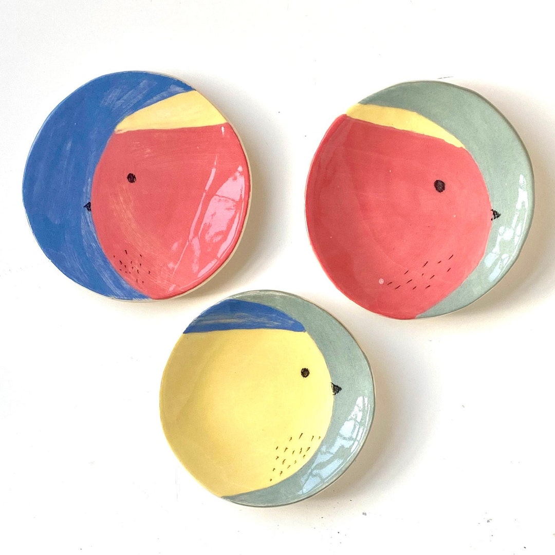 Winter Sale Set of Three Small Robin Ceramic Plates - Etsy