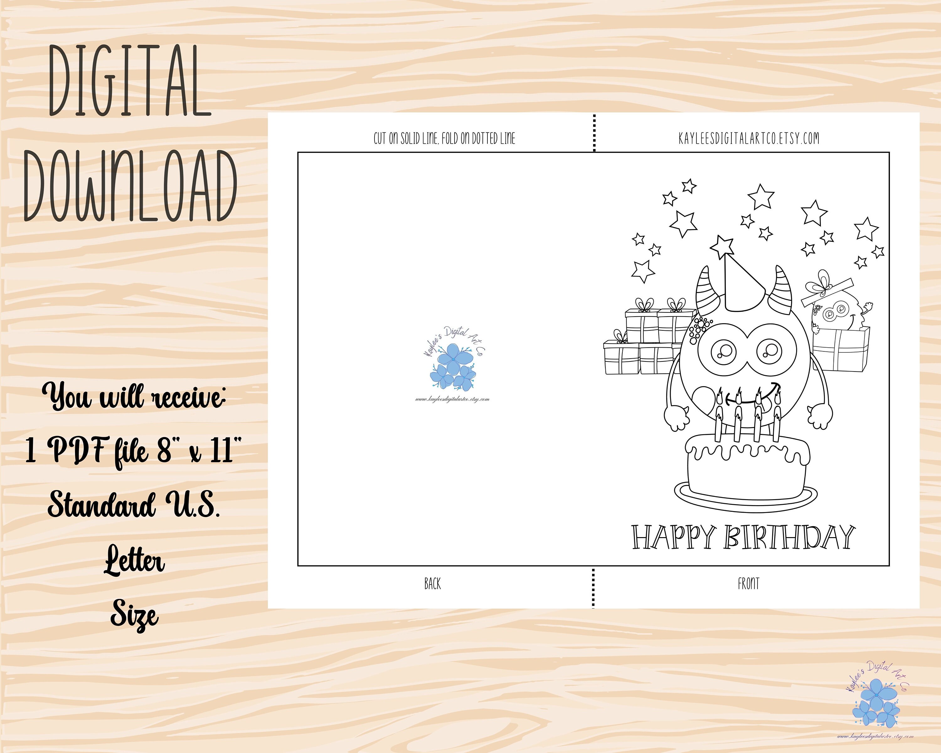 Monster Birthday Card, Printable Download, Birthday Card, Monster ...