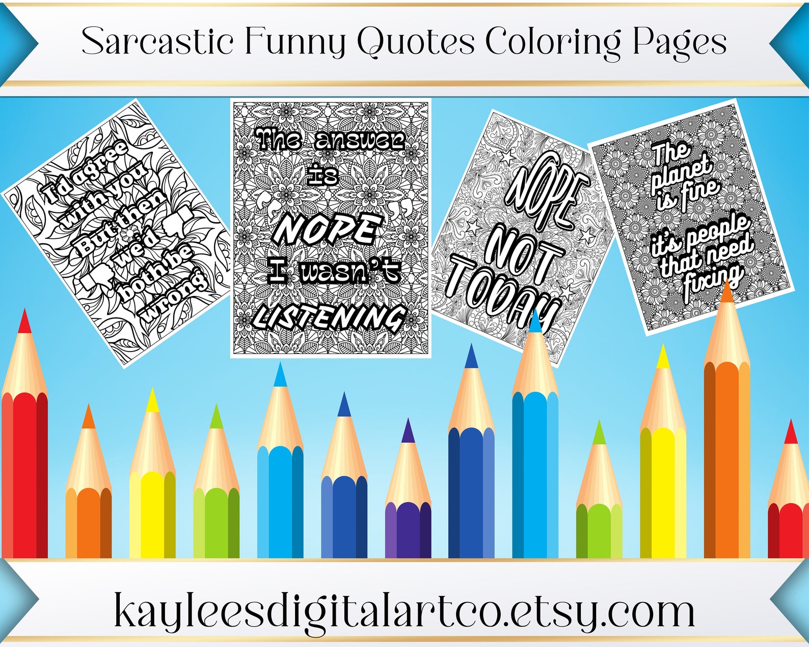 50 Pages Sarcastic Coloring Pages, Coloring Pages, Sarcasm, Digital ...