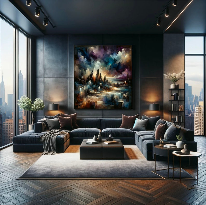 Modern Abstract Chicago Art Print Geometrical Cityscape Wall Art City ...