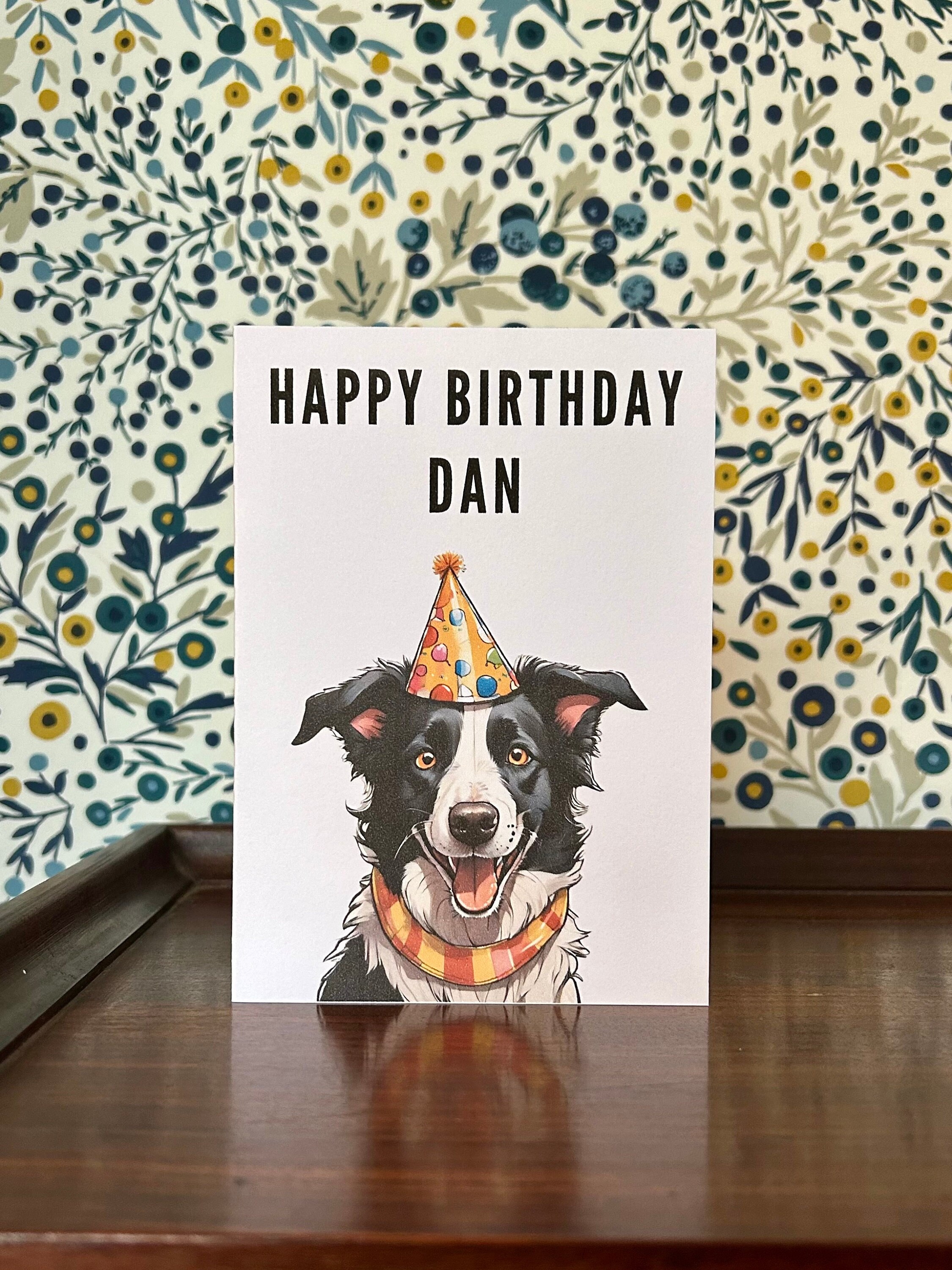 Border Collie Birthday Card Personalised Happy Birthday Card Border ...