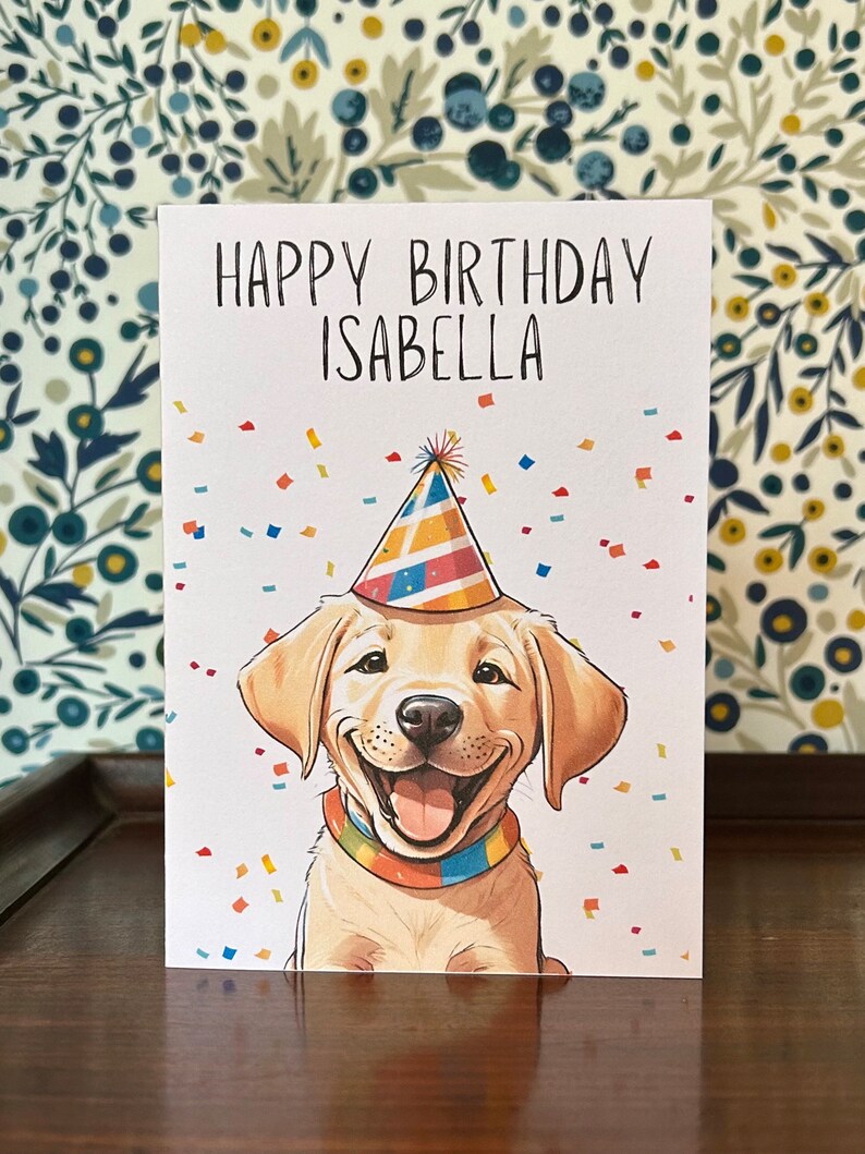Labrador Puppy Birthday Card Personalised Happy Birthday Cards Yellow ...