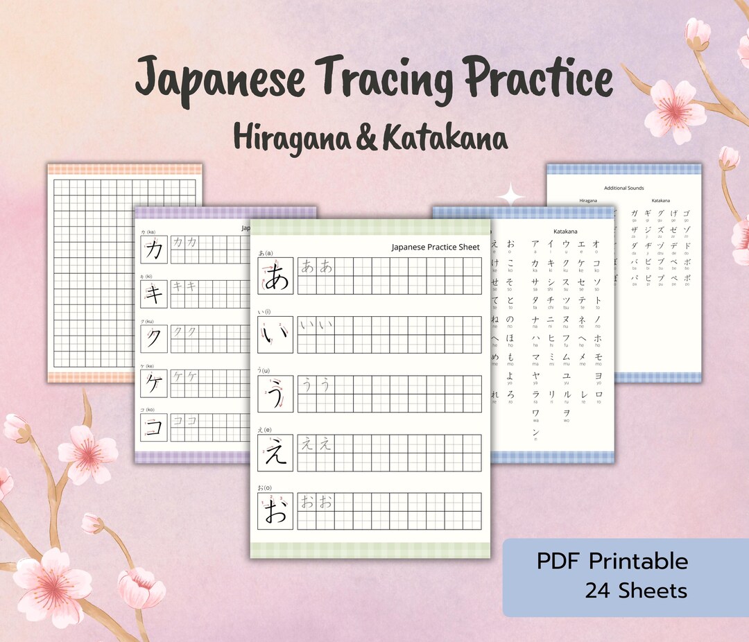 Japanese Practice Hiragana and Katakana Tracing Practice - Etsy