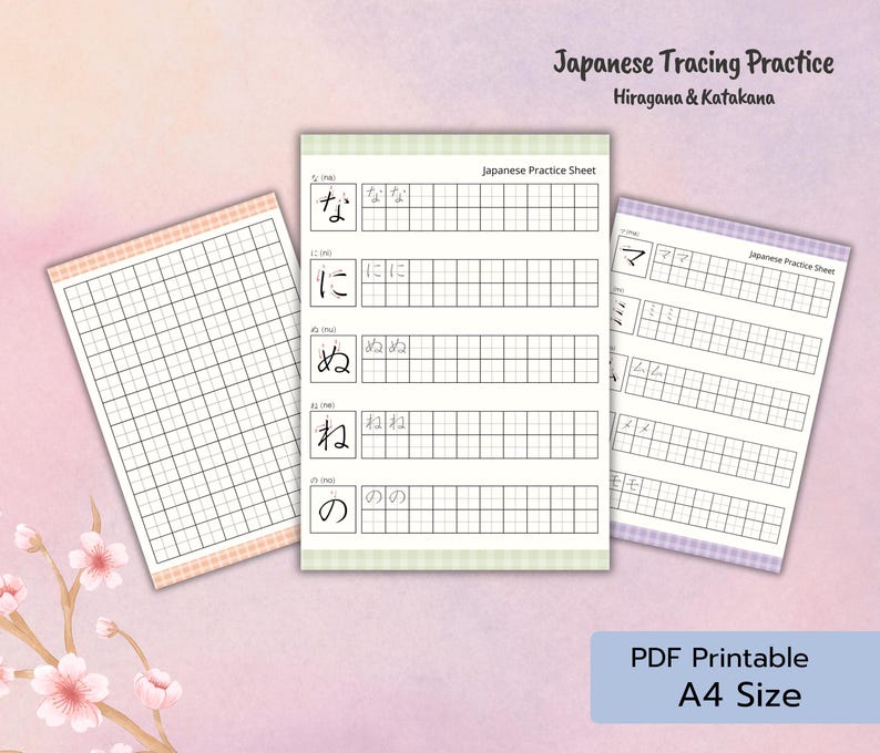 Japanese Practice Hiragana and Katakana Tracing Practice - Etsy