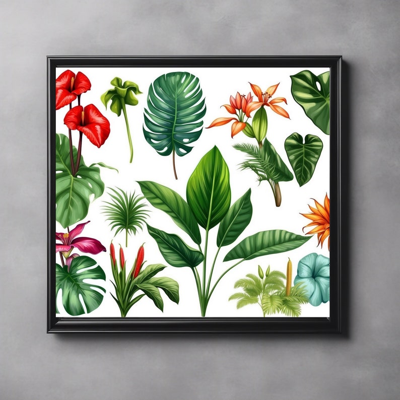 Botanical Digital Art - "botanica: Tropical Elegance in Ai" - Etsy