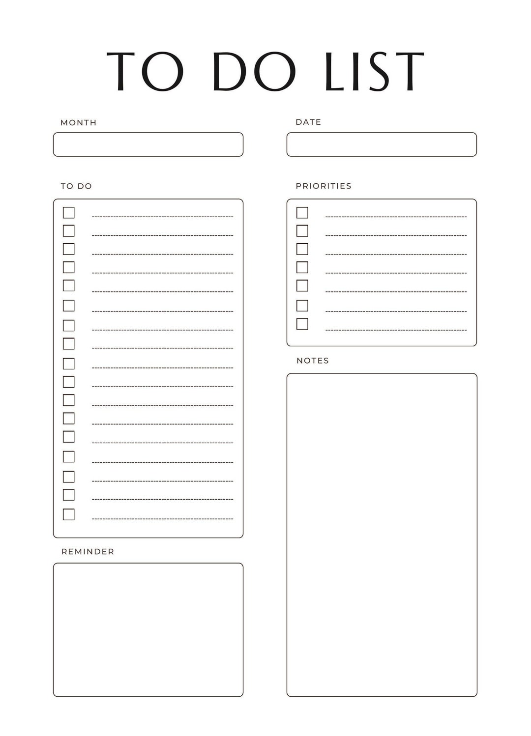 Minimalist to Do List | Printable Productive Checklist - Etsy