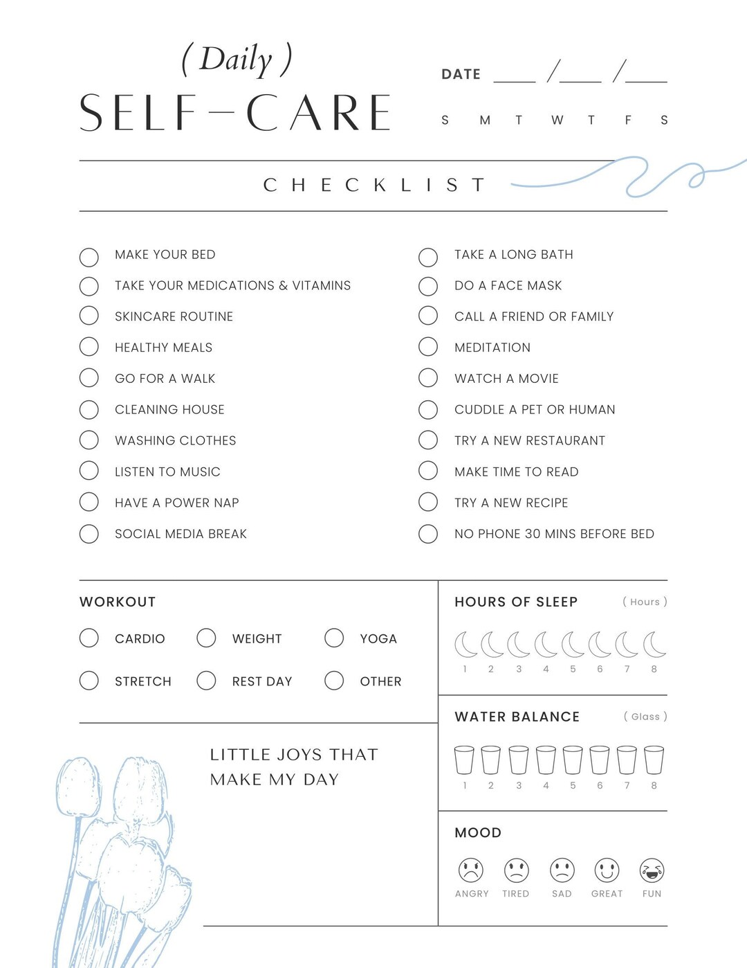 Daily Self Care Checklist | Helpful Checklist to Take Care of Yourself ...