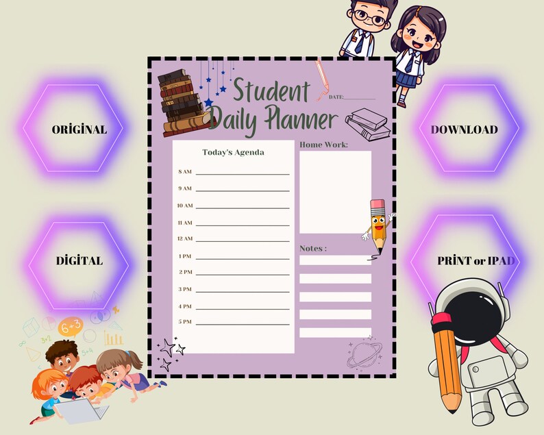 Undated Student Digital Planner Goodnotes Academic Planner Portrait ...