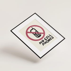 No Cell Phones Sign, Retro Style Poster, Digital Download, Funny Wall ...