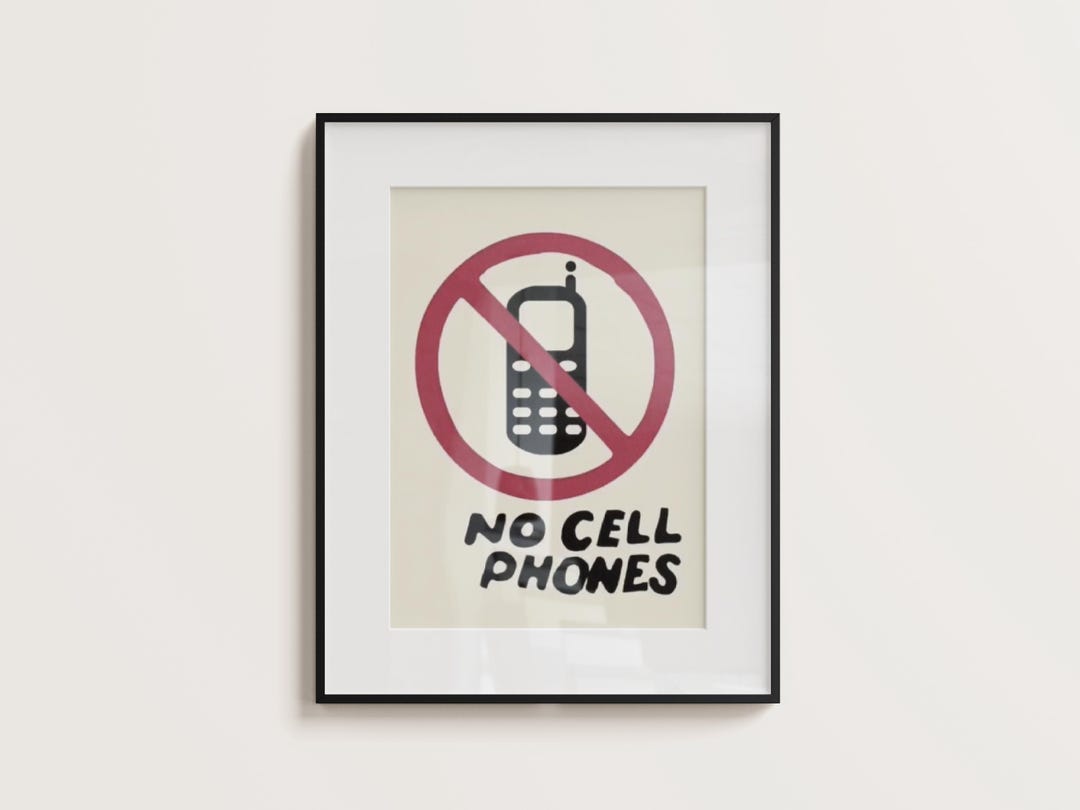 No Cell Phones Sign, Retro Style Poster, Digital Download, Funny Wall ...