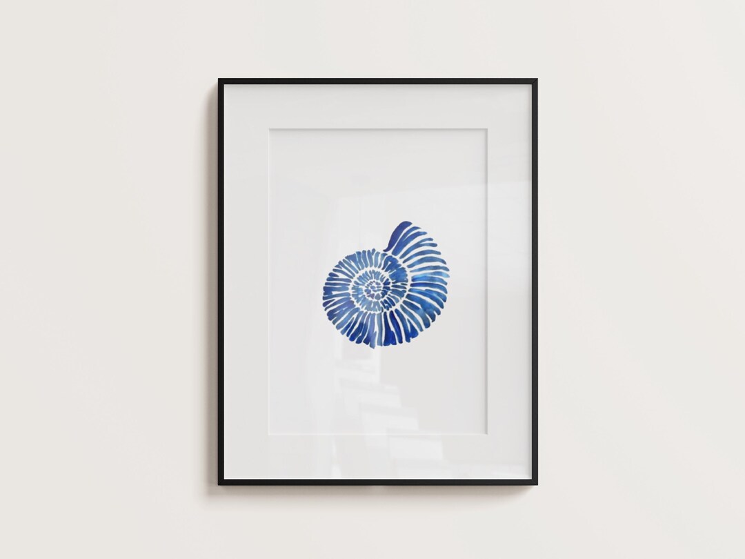 Nautilus Shell Watercolor Art Print, Coastal Nautical Wall Art, Beach ...