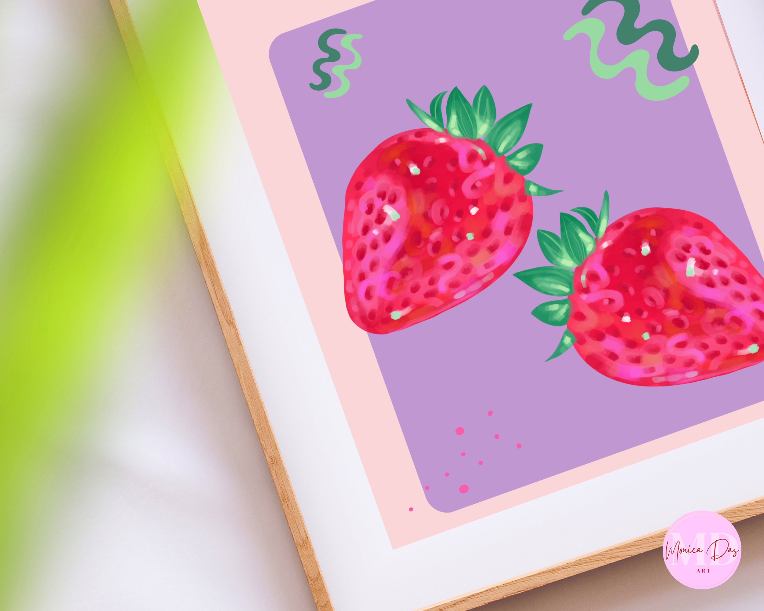 Strawberries Wall Art Print, Printable Feminine Poster, Pink Soft Girl ...