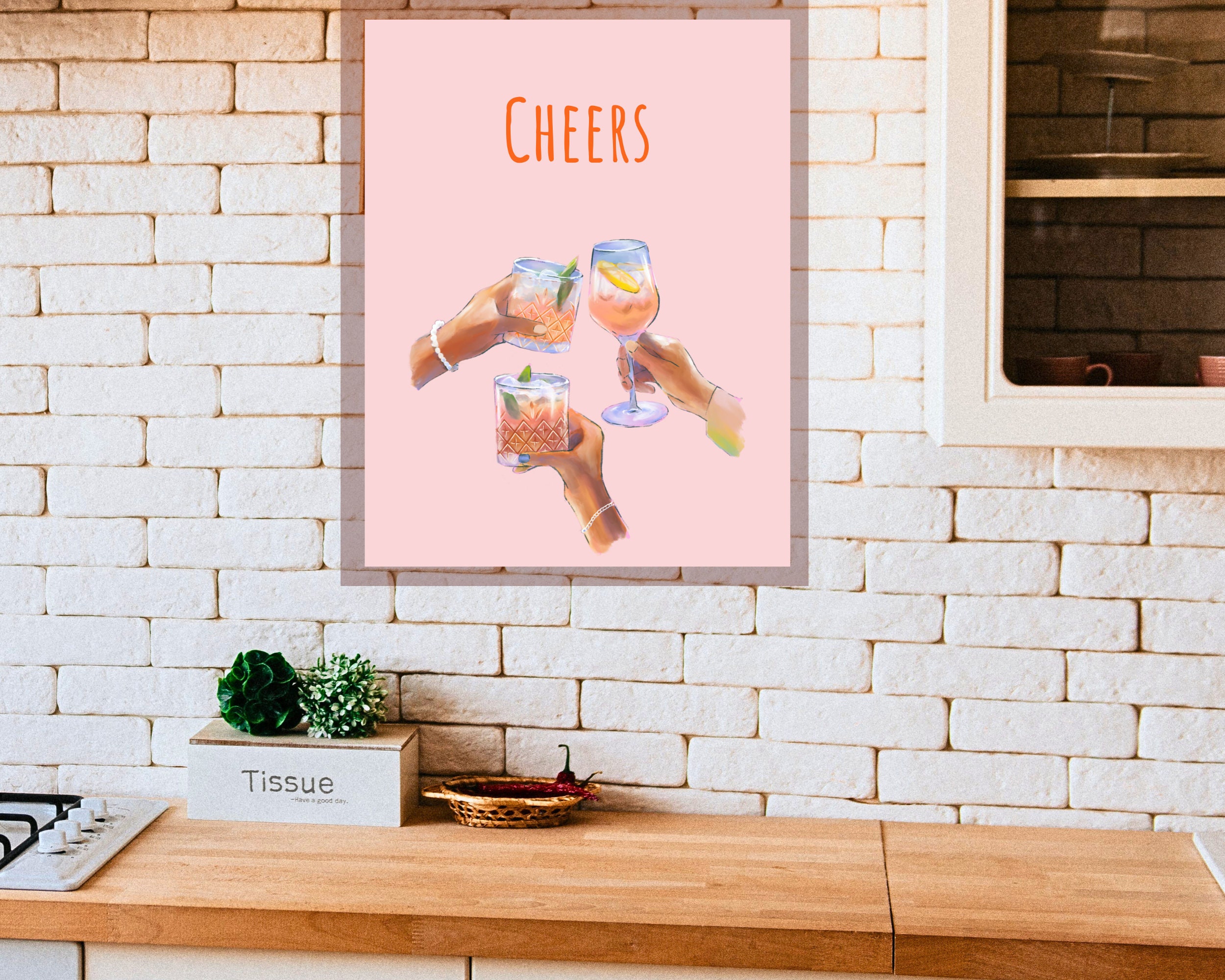 Wine Friends Cheers Art Feminine Trendy Wall Art Pink Core Coquette ...