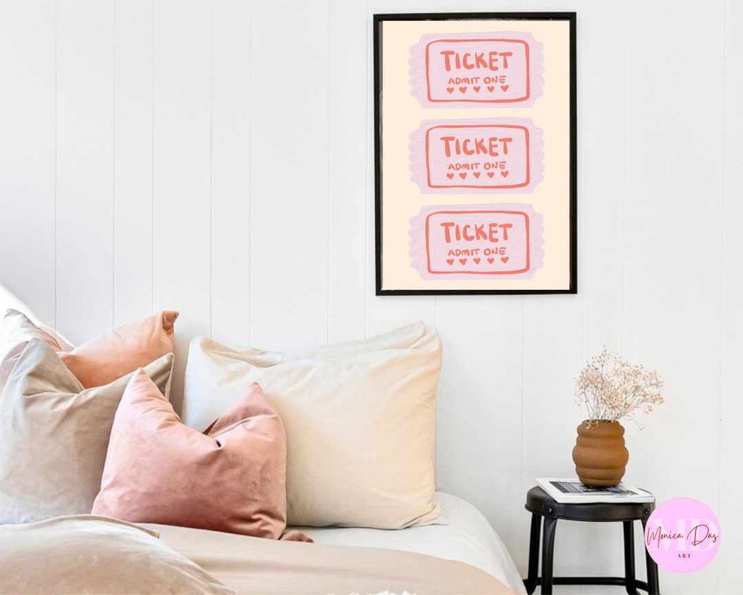 Concert Swiftie Ticket Art Print, Dopamine Decor, Preppy Trendy Art ...