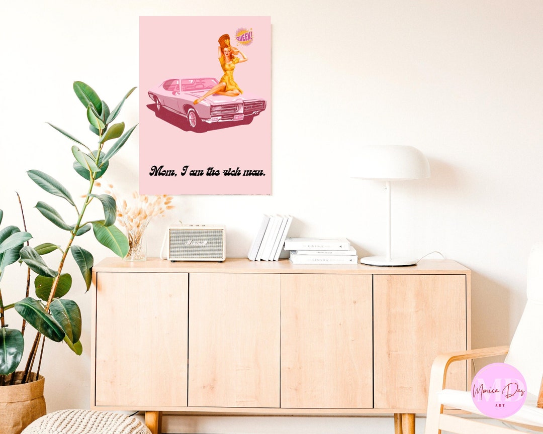 I Am the Rich Man Art Poster, Maximalist Art, Dopamine Decor, Preppy ...