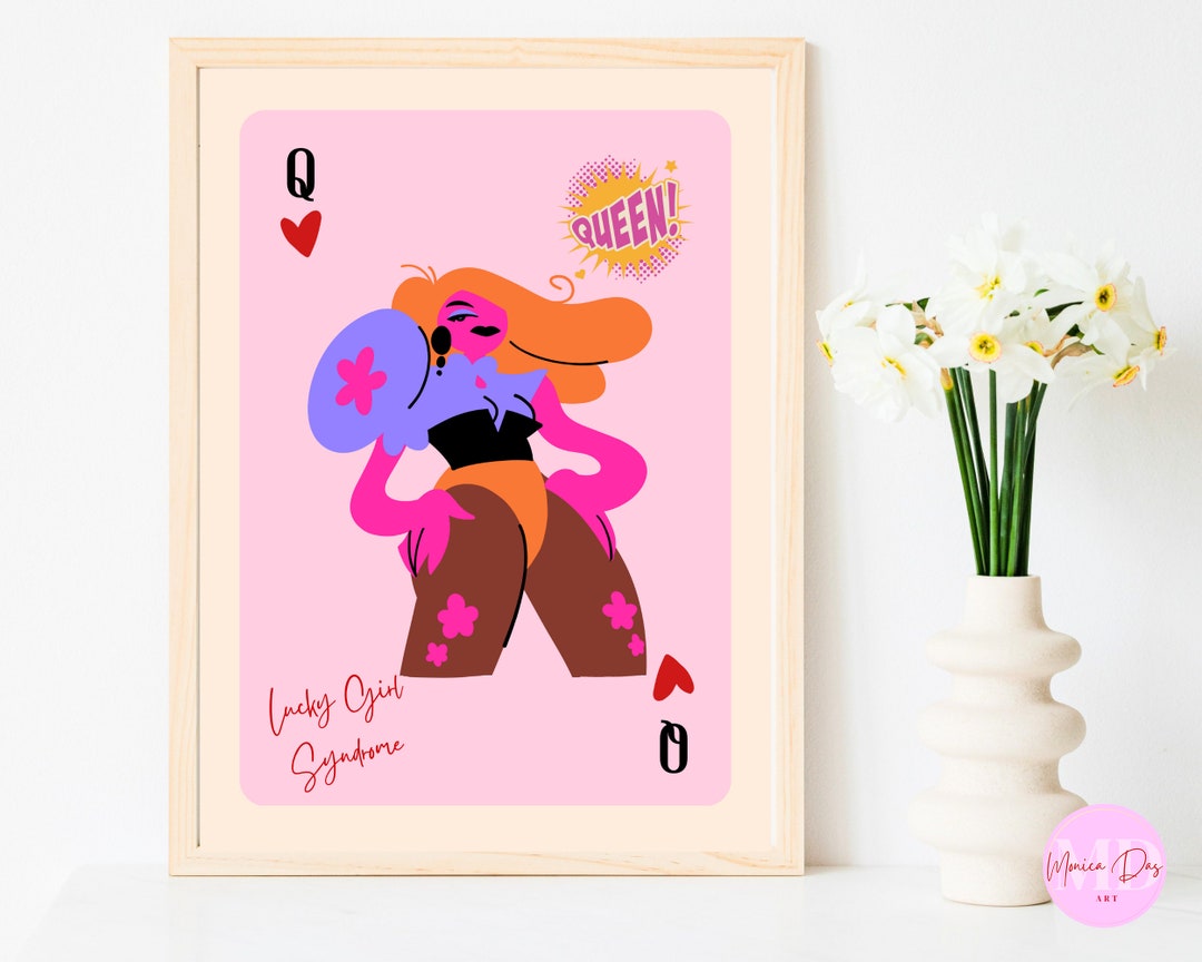 Queen of Hearts Playing Card, Power Girl Gift, Strong Woman, Beauty ...