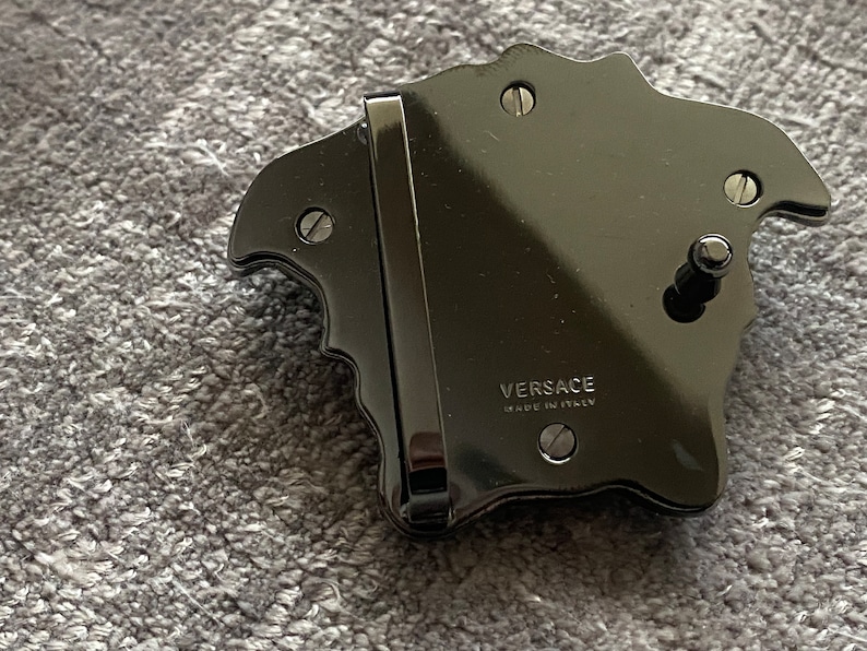 Vintage 38mm 40mm 1.5" Versace Belt Buckle Medusa Black Gun Metal ...