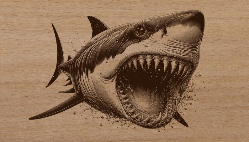 Shark Laser Engrave File: Coaster, Cutting Board SVG PNG (digital ...