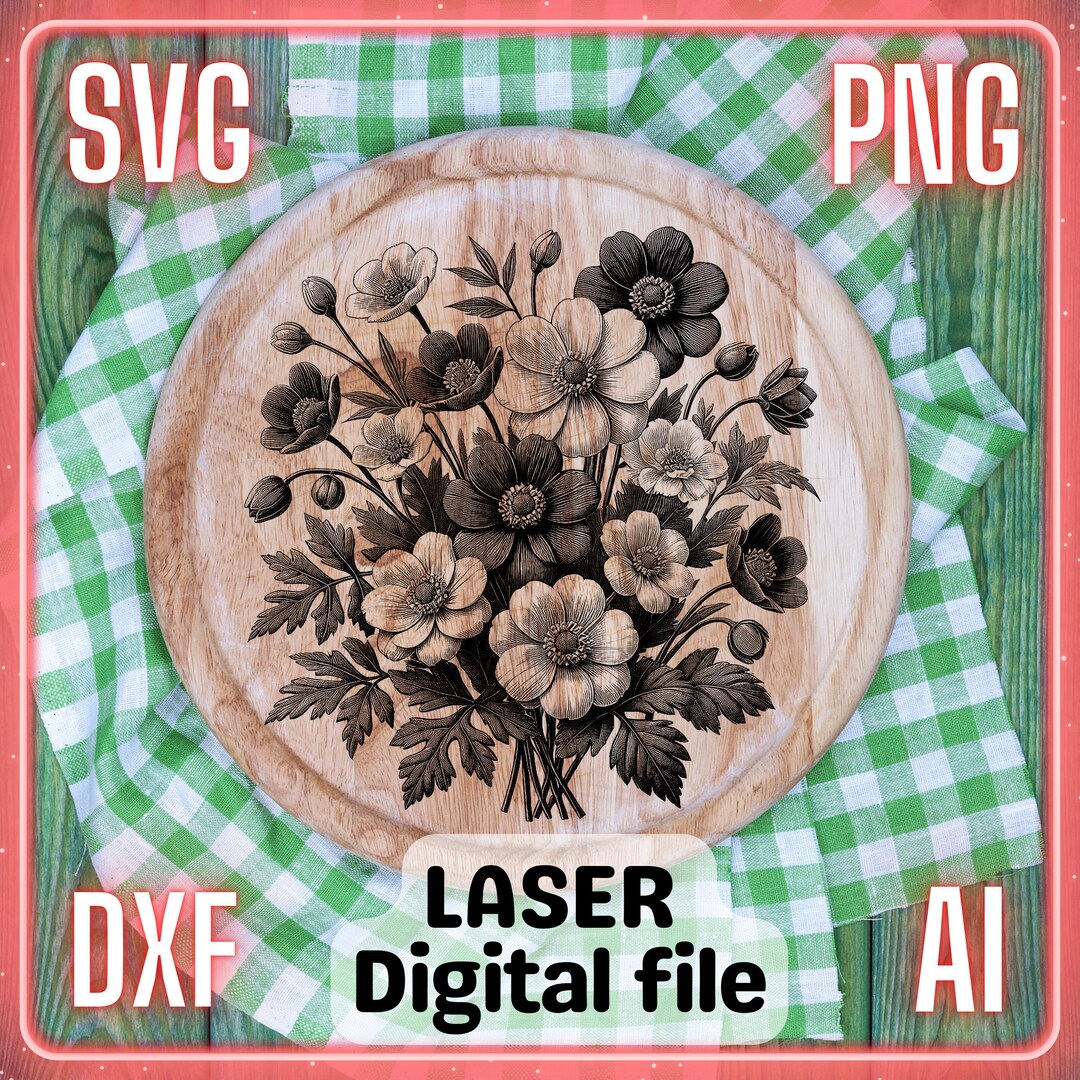 Spring Flower Bouquet Laser Engrave File | Svg Png Ai Dxf (digital ...
