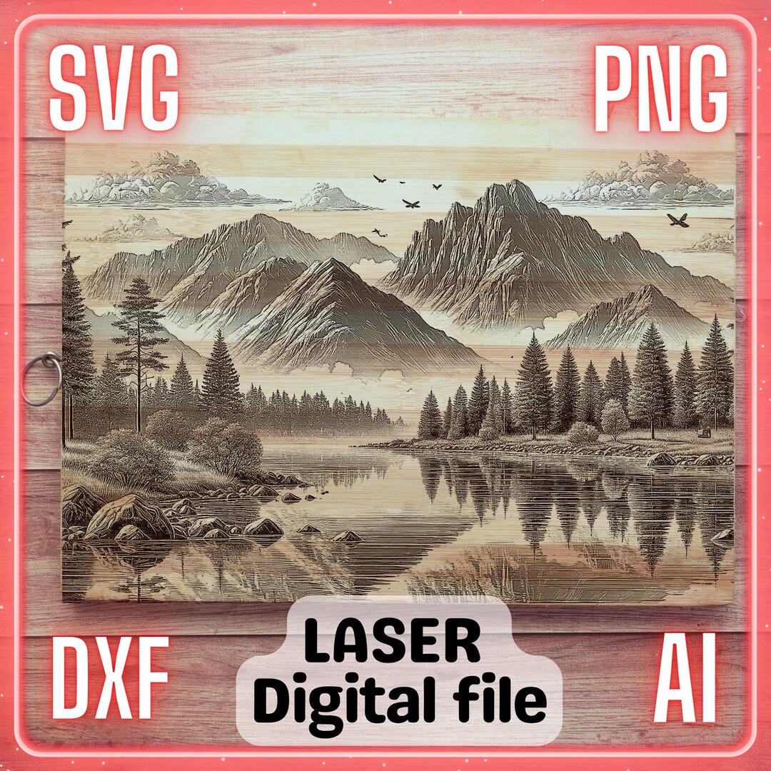 Mountains River Laser Engrave File: Nature Scene (digital Download) - Etsy