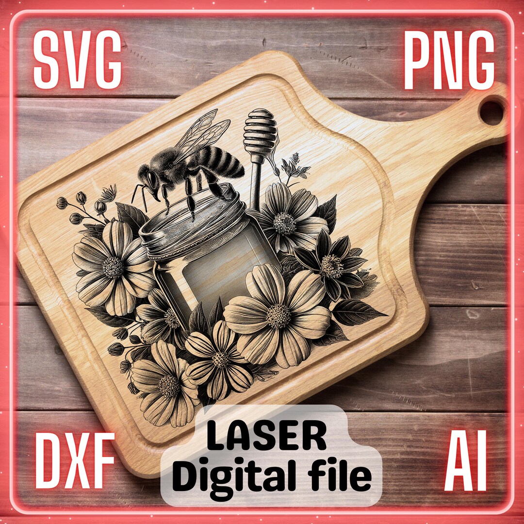 Honey Bee Flower Laser Engrave File (svg, Png, Dxf, Ai) (digital ...