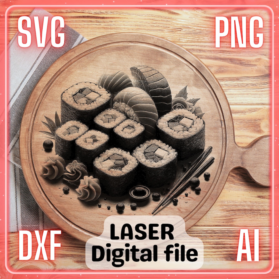 Sushi Roll Laser Engrave File (svg, Png, Ai, Dxf) (digital Download) - Etsy