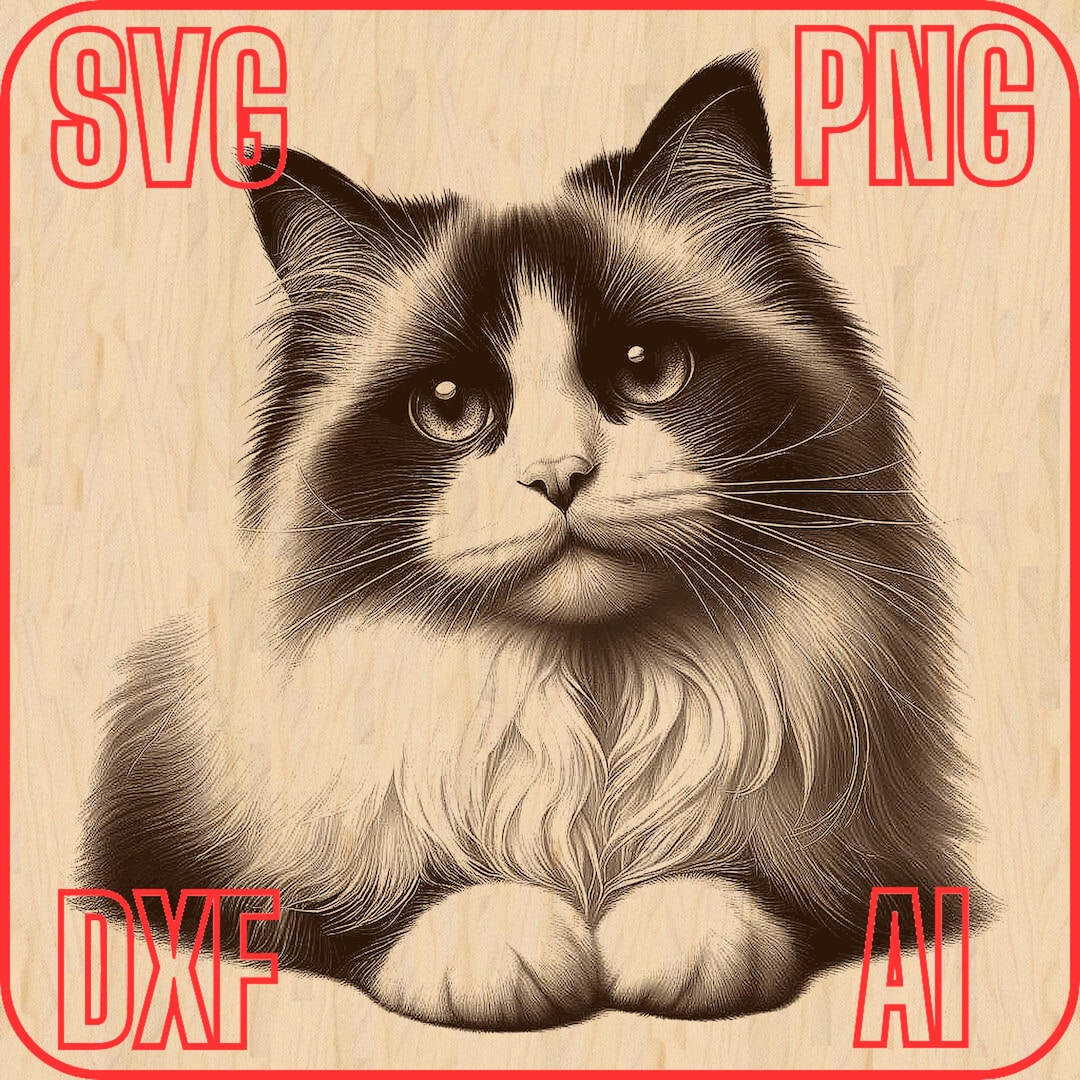 Ragdoll Cat | Laser Engrave Digital File PNG SVG for Wood, Coasters ...