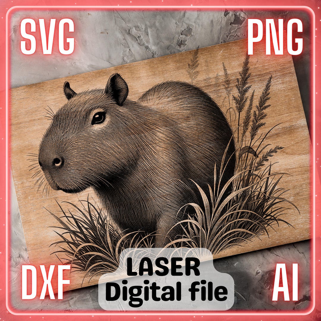 Capybara Laser Engrave File: Wood Coasters, Charcuterie Board (digital ...