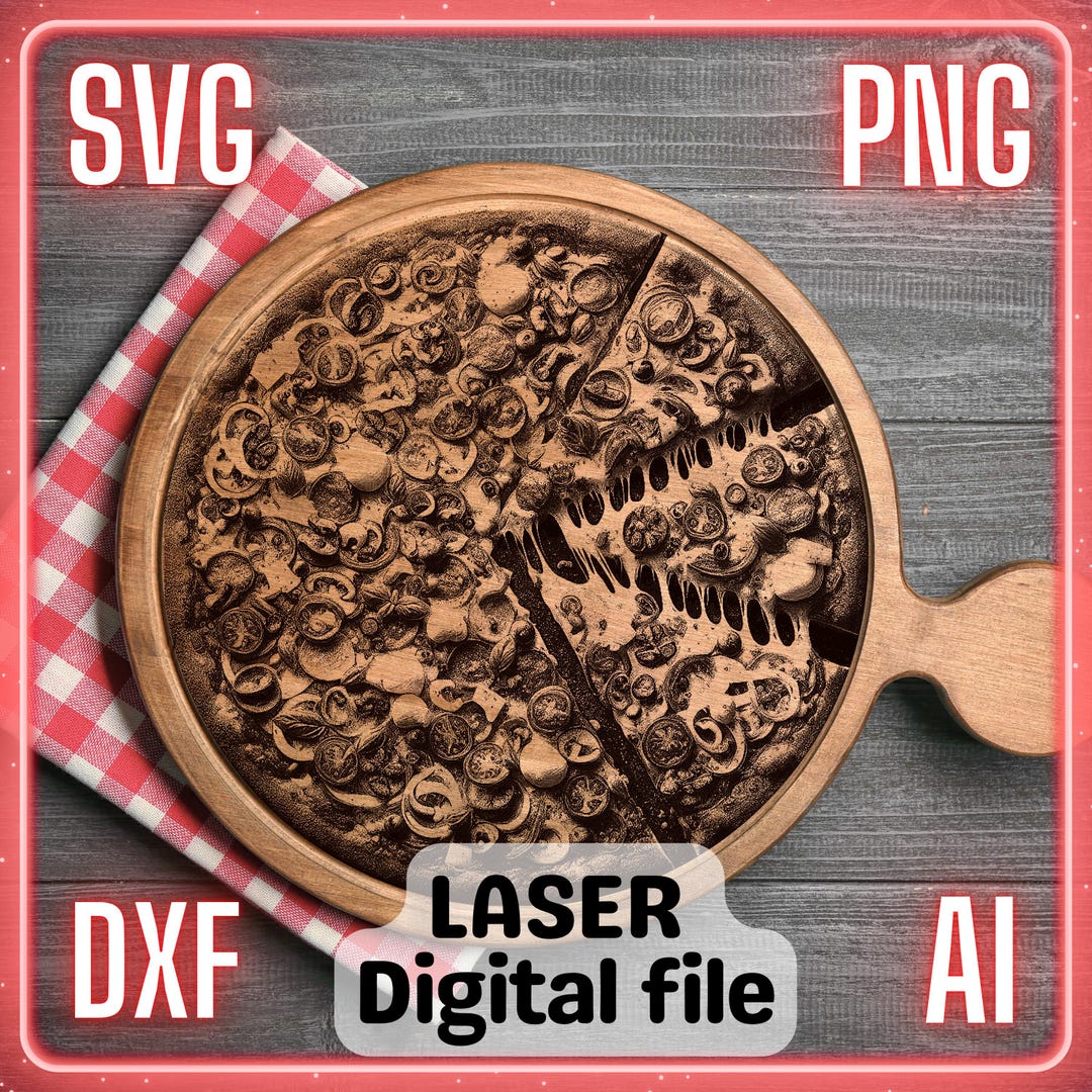 Pizza Laser Engrave File | Wood Coasters, Cutting Board (digital ...
