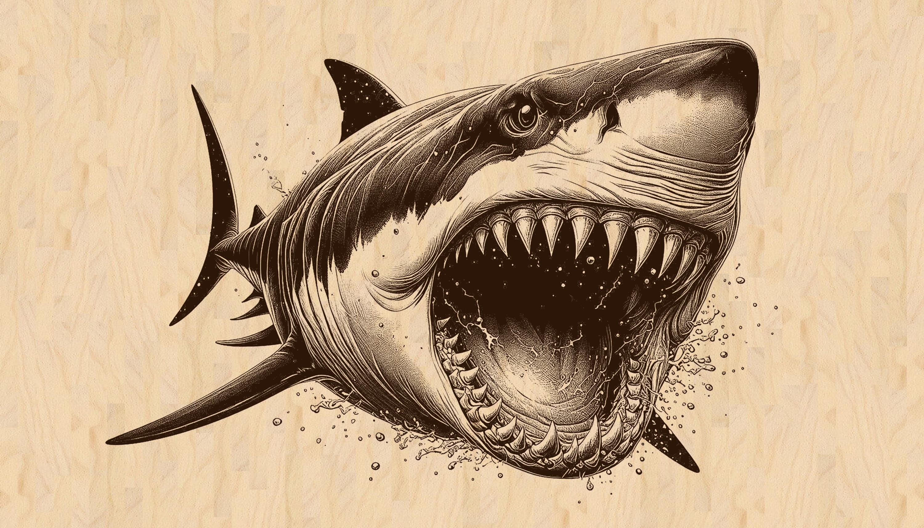 Shark Laser Engrave File PNG SVG Coasters, Charcuterie Board, Cutting ...