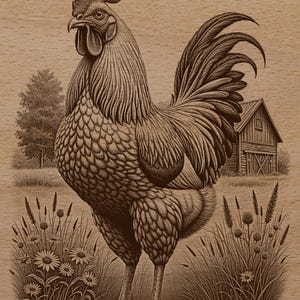 Proud Farm Rooster Laser Engrave PNG File: Farm Nature Art (digital ...