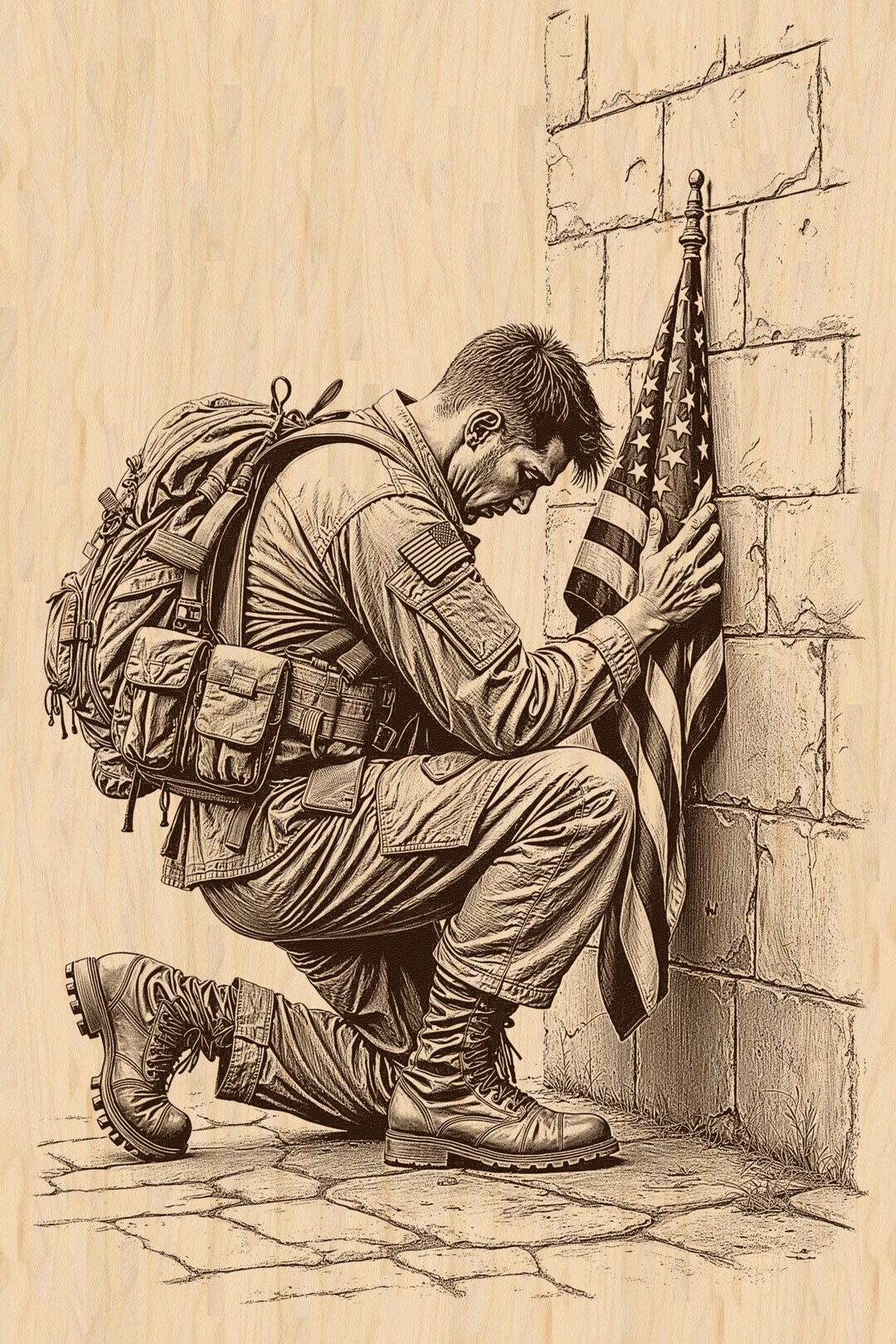 American Soldier Laser Engrave PNG File: Patriotic Art (digital ...
