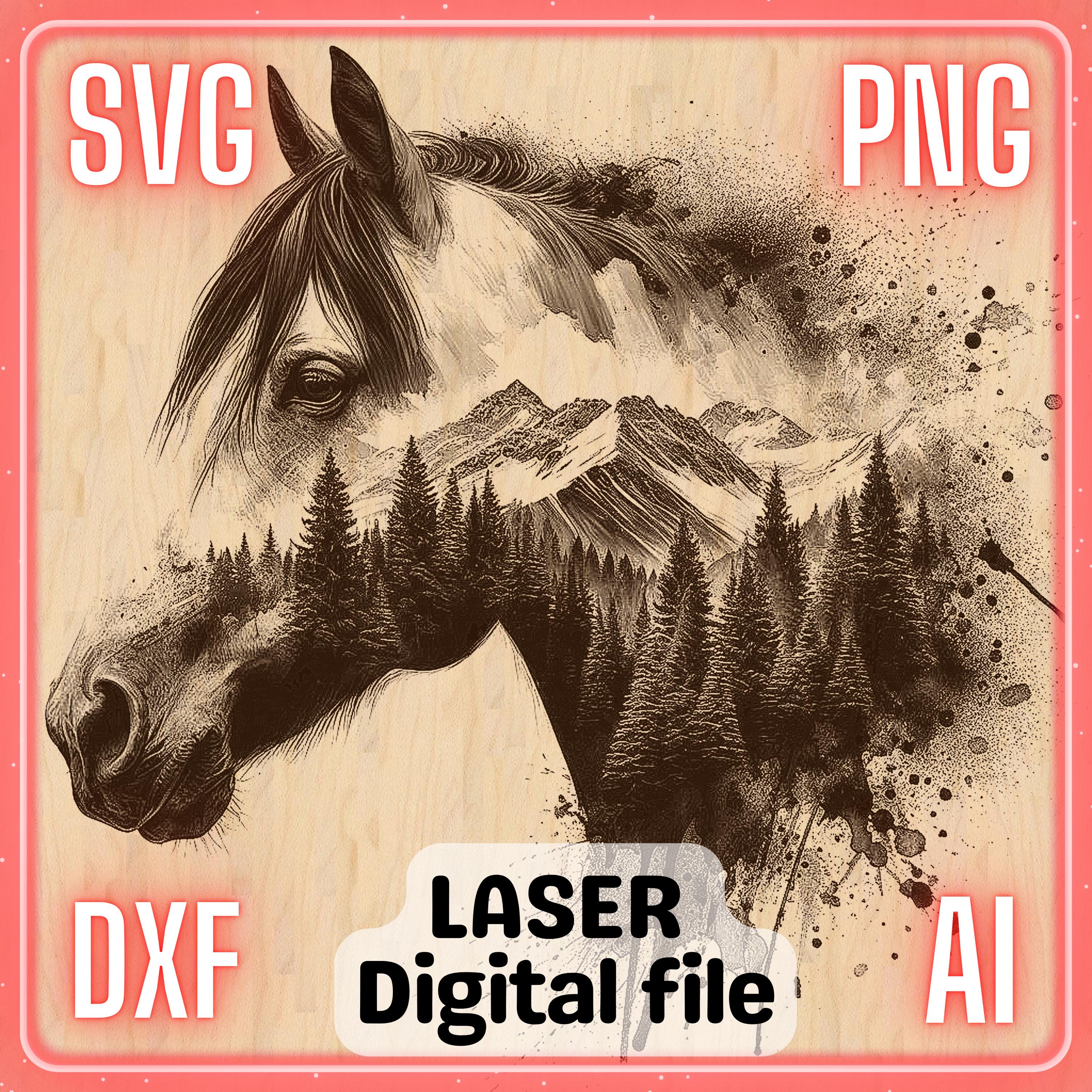 Horse Mountain Laser Engrave File (png, Svg, Dxf, Ai) (digital Download ...