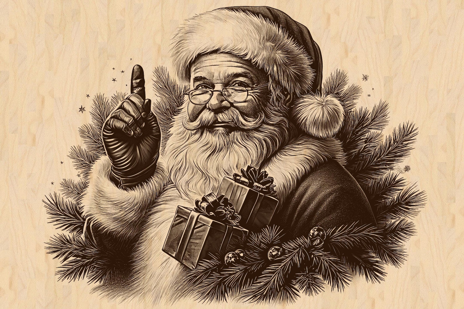 Santa Claus With Presents Christmas Laser Engrave PNG File: Wild Nature ...