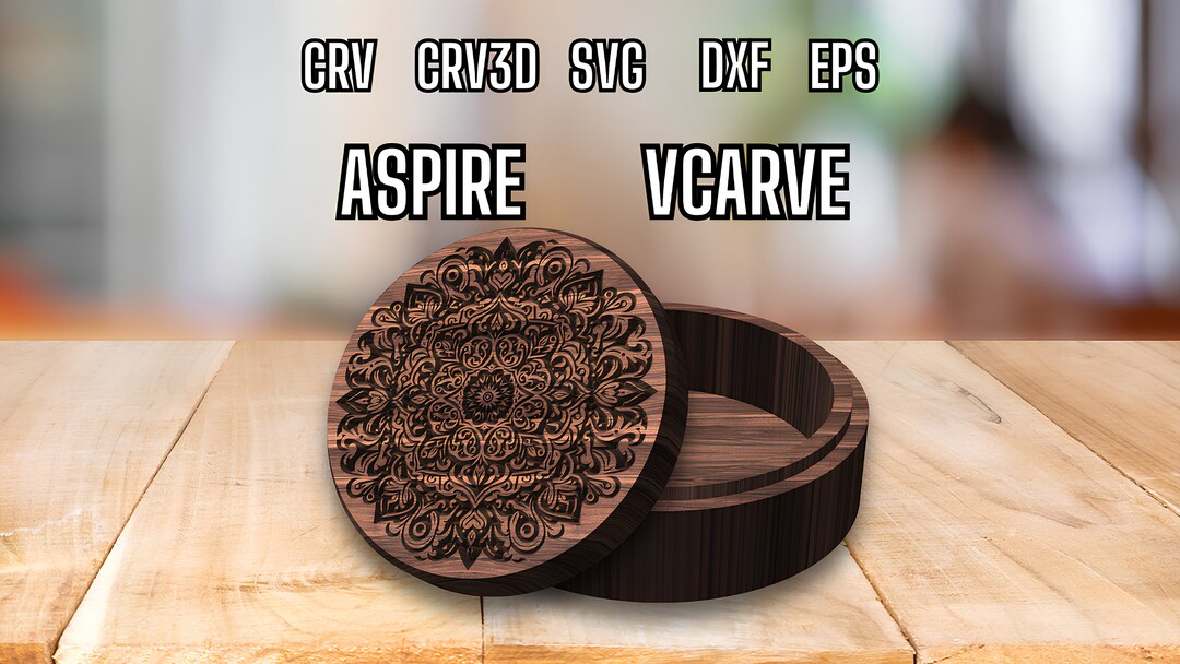 V-carved Round Jewelry Box Digital Files for Vectric Aspire and Vcarve ...