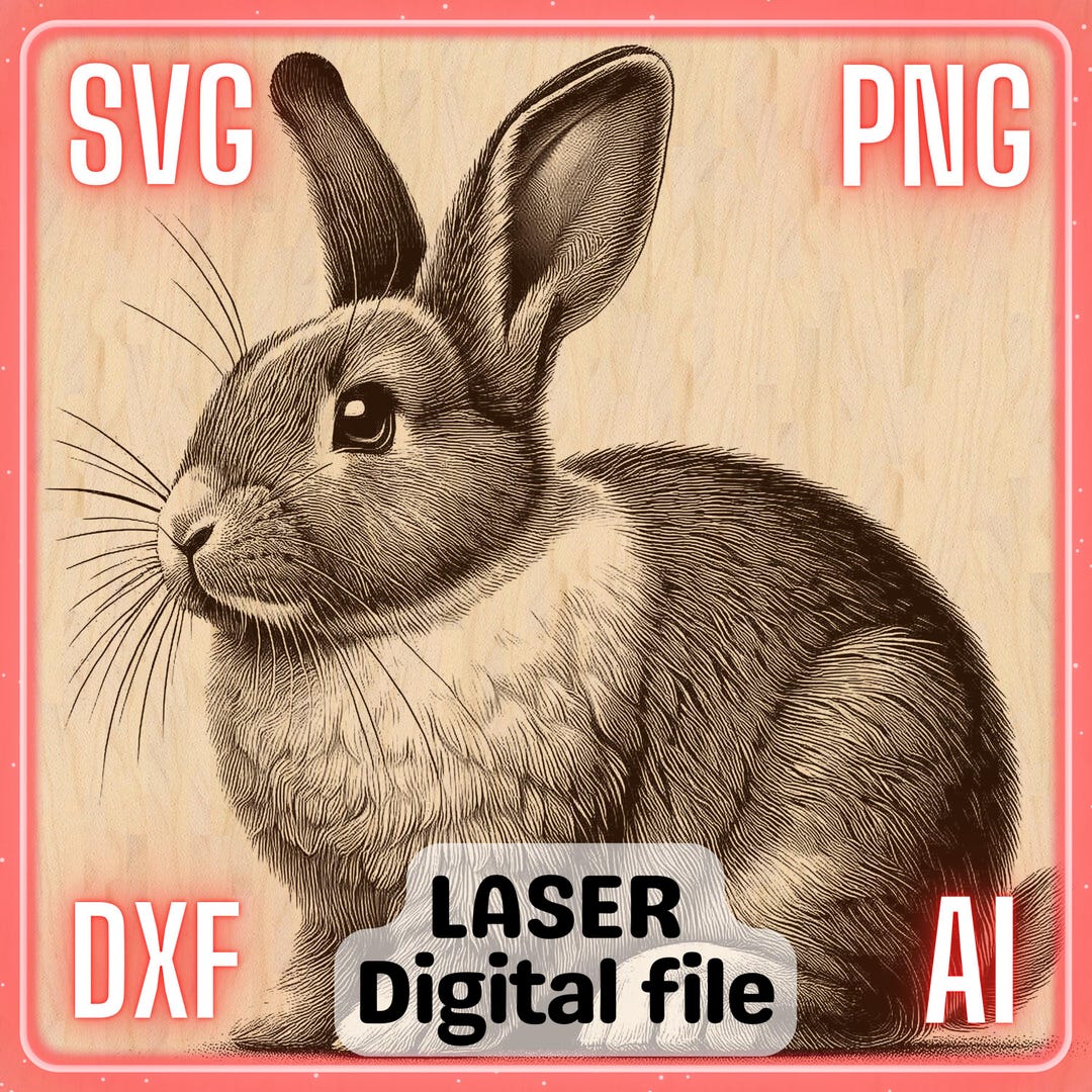 Cute Rabbit | Laser Engrave File PNG SVG for Wood, Coasters ...