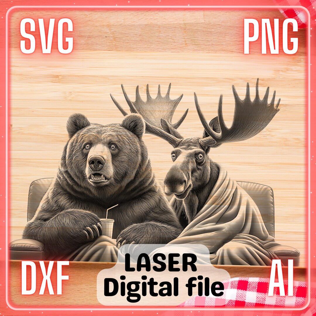 Bear and Moose Horror Movie Night Laser Engrave File (digital Download ...