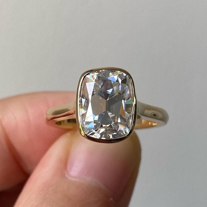 Cushion Bezel Ring - Etsy