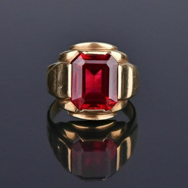 Mens Gold Ring Red Stone - Etsy