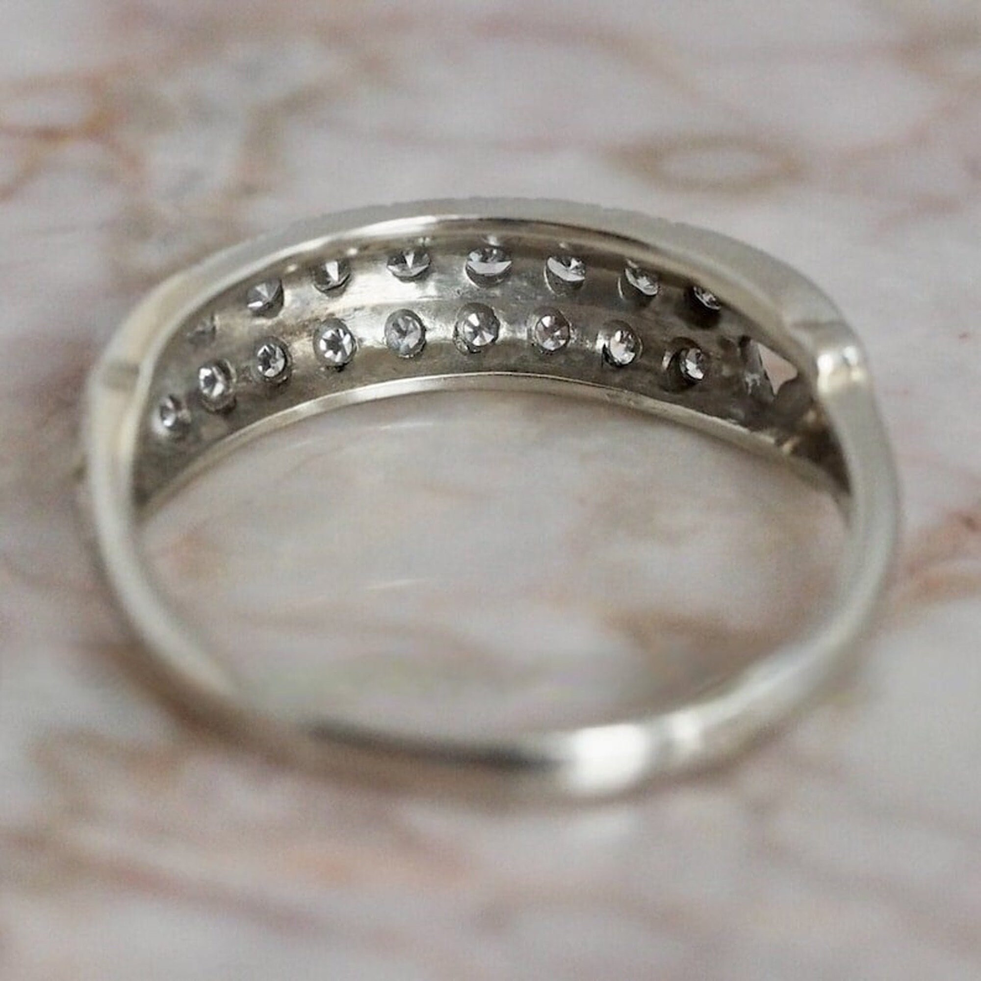 Round Cut Moissanite Diamond Vintage Style Band Ring, Art Deco ...