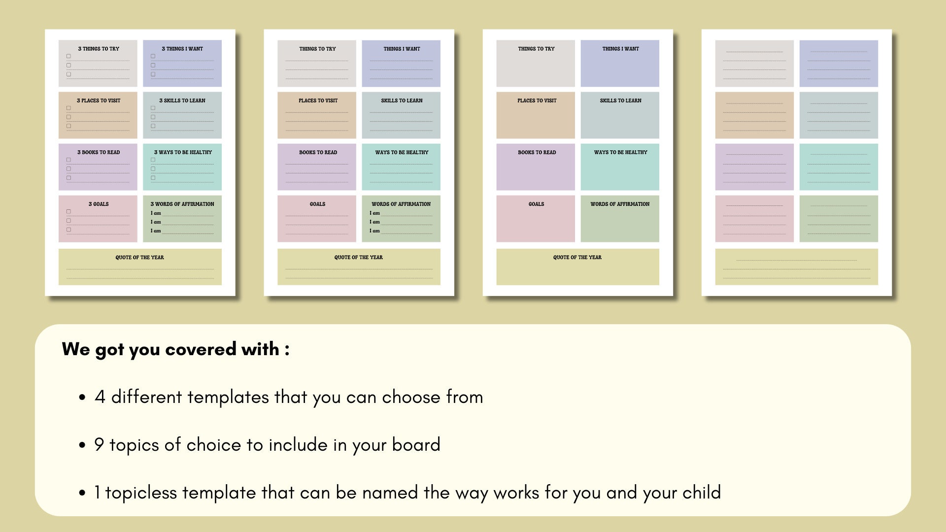 Vision Board Template for Kids, 16 Printable Pages, Instant Download ...
