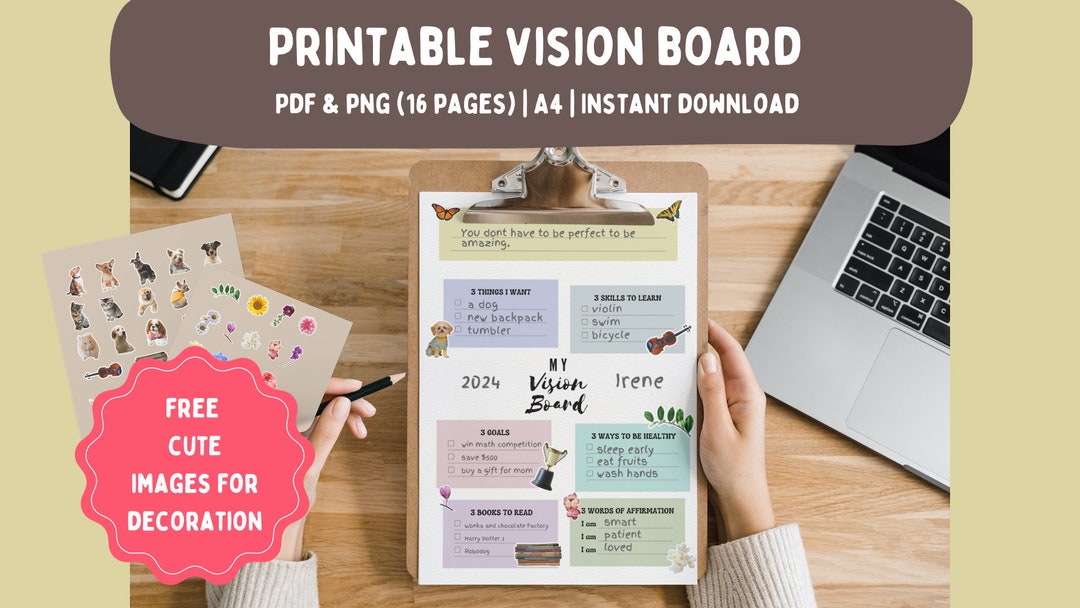 Vision Board Template for Kids, 16 Printable Pages, Instant Download ...